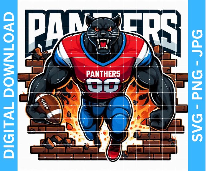 Panthers Football Mascot Sublimation Design – Digital Kreative Favors